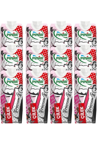Pınar Protein Süt Çilek 500 ml X 12' li
