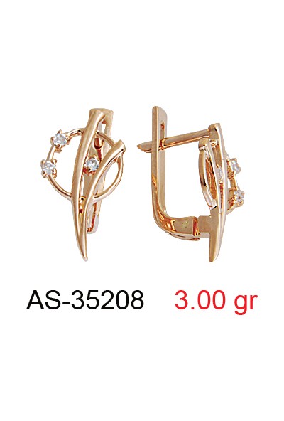 Kuyumcudükkanı AS-35208 8 Ayar Altın Bayan Taşlı Küpe