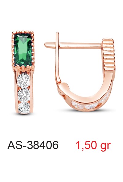 Kuyumcudükkanı AS-38406 8 Ayar Altın Bayan ve Çocuk Zirkon Taşlı Küpe