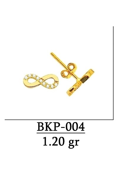 Kuyumcudükkanı BKP-004-1.20 8 Ayar Altın Vidalı Taşlı Bayan Ve Çocuk Küpesi
