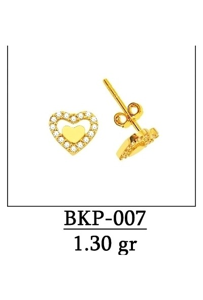 Kuyumcudükkanı BKP-007-1.30 8 Ayar Altın Vidalı Taşlı Bayan Ve Çocuk Küpesi