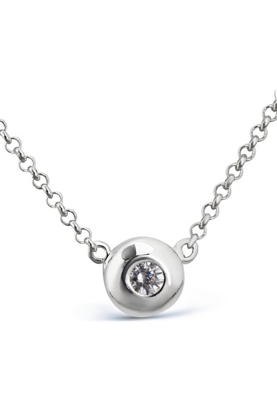 Kuyumcudükkanı Tektaş Kolye Ucu Beyaz Altın Kaplama