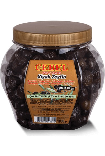 Cebel Siyah Zeytin Çok İri Taneli 1000 gr Pet Cebel Siyah Zeytin Çok İri Taneli 1000 gr Pet