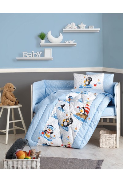 Cottonbox Penguen Mavi Bebek Uyku Seti
