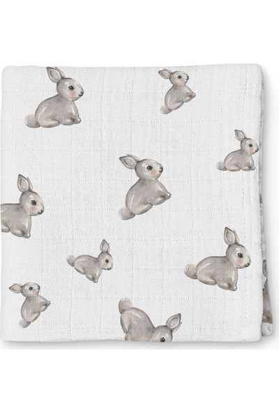 Deux Lapins Bebek Örtüsü Müslin 100 x 100 cm Tavşan Deux Lapins Bebek Örtüsü Müslin 100 x 100 cm Tavşan