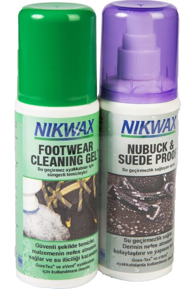 Nikwax İkili Paket Nubuck & Suede Spray + Footwear Cleaning Gel Nikwax İkili Paket Nubuck & Suede Spray + Footwear Cleaning Gel