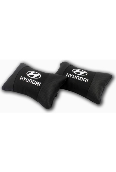 Fox Hyundai Araca Özel Nakışlı Oto Deri Boyun Yastığı