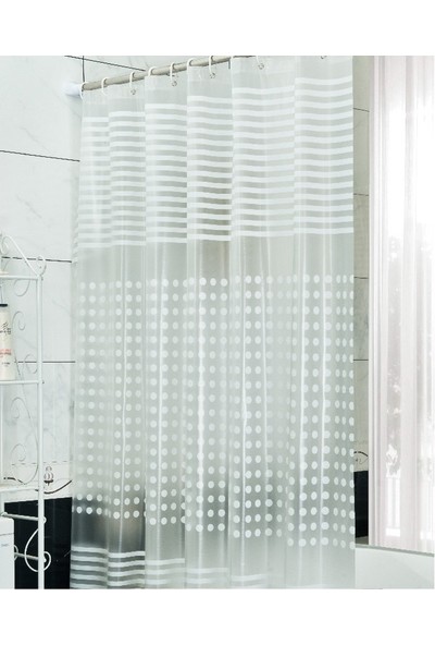 Primanova White Stripe Banyo Duş Perdesi Tek Kanat 180X200 Pvc