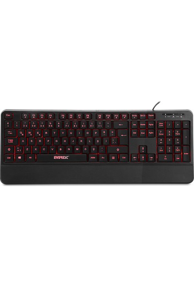 Everest KB-R61 Brisght Siyah USB 3 Renk Aydınlatmalı Q Sabit Bilek Destekli Multimedia Klavye Everest KB-R61 Brisght Siyah USB 3 Renk Aydınlatmalı Q Sabit Bilek Destekli Multimedia Klavye