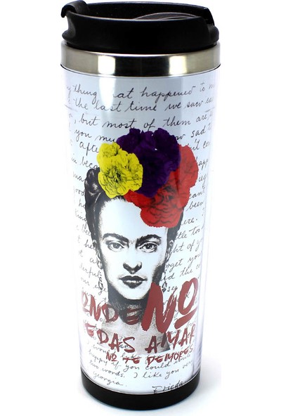 Modaroma Frida Kahlo Beyaz Termos Bardak1