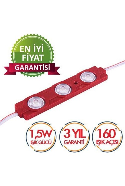 Kıraç Kırmızı Üç Çipli Mercekli Modül Led 2835 1,5W (10 Adet) Kıraç Kırmızı Üç Çipli Mercekli Modül Led 2835 1,5W (10 Adet)