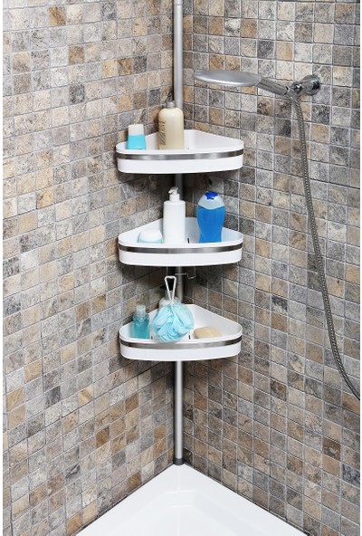 Primanova N39 Fina Yaylı Montaj Banyo Köşe Rafı Beyaz