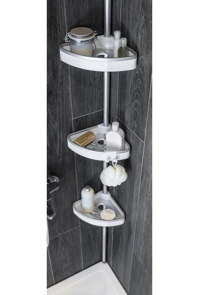 Primanova N38 Venta Yaylı Montaj Banyo Köşe Rafı Beyaz