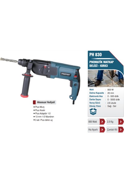 Proter Ph 830 Pnömatik Kırıcı / Delici Matkap Proter Ph 830 Pnömatik Kırıcı / Delici Matkap