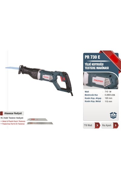 Proter Pr 730 E Tilki Kuyruğu Testere Makinası