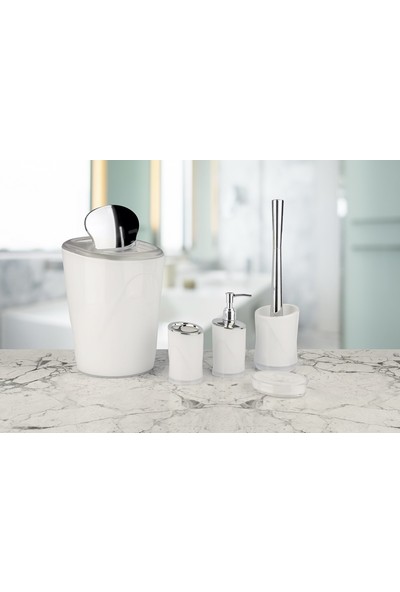 Hiper Kromajlı Beyaz 5 Parça Banyo Seti Hiper Kromajlı Beyaz 5 Parça Banyo Seti