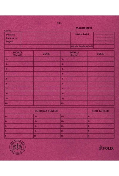 Folix Mahkeme Dosyasi 100 Adet