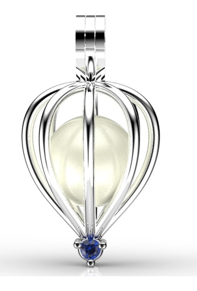 İstiridye İnci Safir Tek Taş Kolye Seti 7-8 Mm Yuvarlak Tatlısu