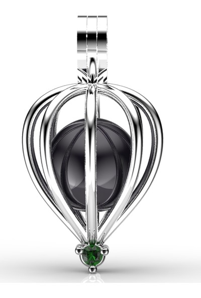 İstiridye İnci Zümrüt Tek Taş Kolye Seti 9-10 Mm Tahiti