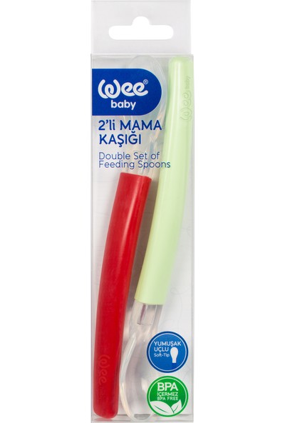 Wee Baby Mama Kaşığı 2'li (Kırmızı - Yeşil)