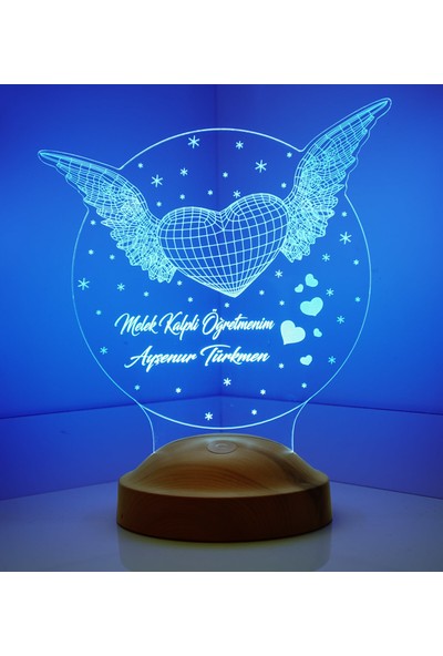 Sevgi Lambası Öğretmenler Günü Hediyesi Melek Kalpli Öğretmenim 3D Led Lamba Sevgi Lambası Öğretmenler Günü Hediyesi Melek Kalpli Öğretmenim 3D Led Lamba