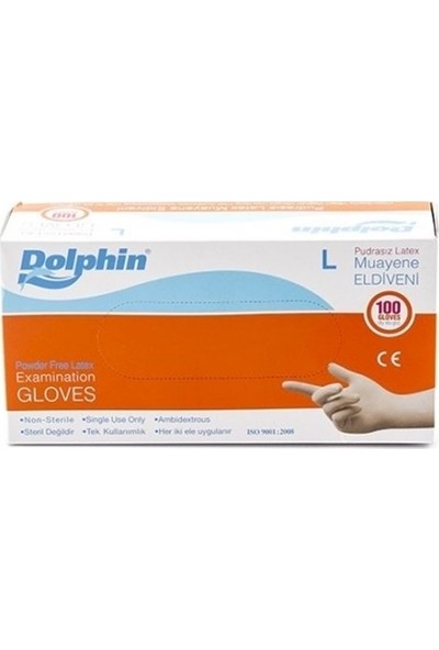 Dolphin Latex Pudrasız Eldiven Beyaz Large 100'lü Paket Dolphin Latex Pudrasız Eldiven Beyaz Large 100'lü Paket