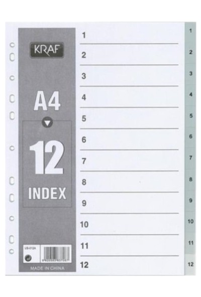 Kraf Ayraç A4 1-12 Rakam