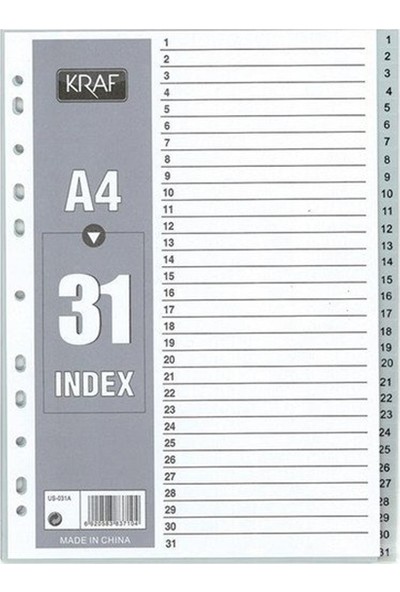 Kraf Ayraç A4 1-31 Rakam