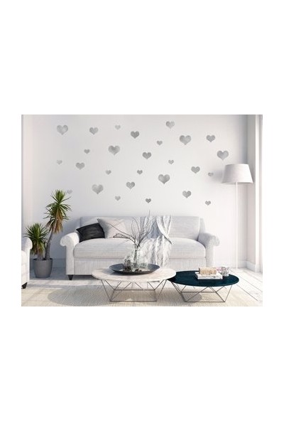 BugyBagy Dekoratif Çocuk Odası Silver Kalp Yağmuru Sticker BugyBagy Dekoratif Çocuk Odası Silver Kalp Yağmuru Sticker