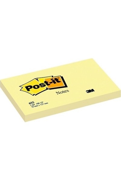 3M Post-it 655 Yapışkanlı Not Kağıdı 76 mm x 127 mm Sarı 100 Yaprak 3M Post-it 655 Yapışkanlı Not Kağıdı 76 mm x 127 mm Sarı 100 Yaprak