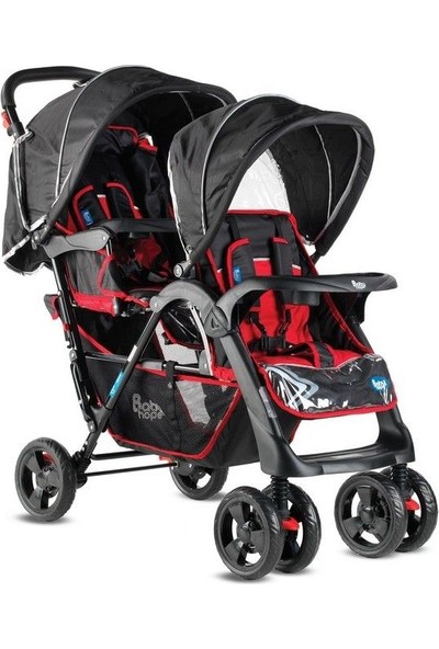 Babyhope İkiz Bebek Arabası P-738 Kırmızı Siyah