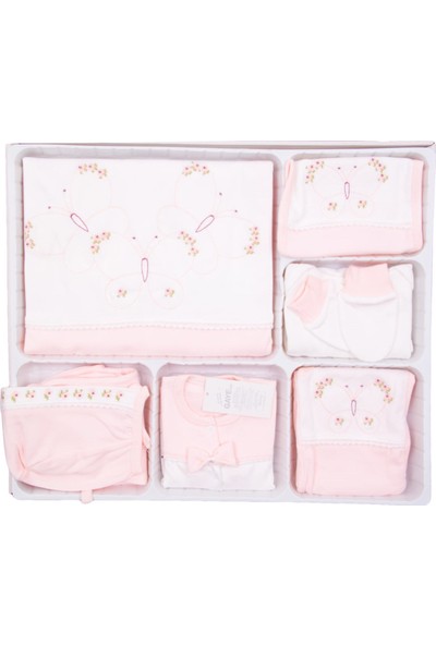 Gaye Kelebek İşlemeli 10'lu Zıbın Set Somon