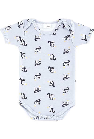 Uygun Bebe Sincap Desenli Kısa Kollu Bebek Body