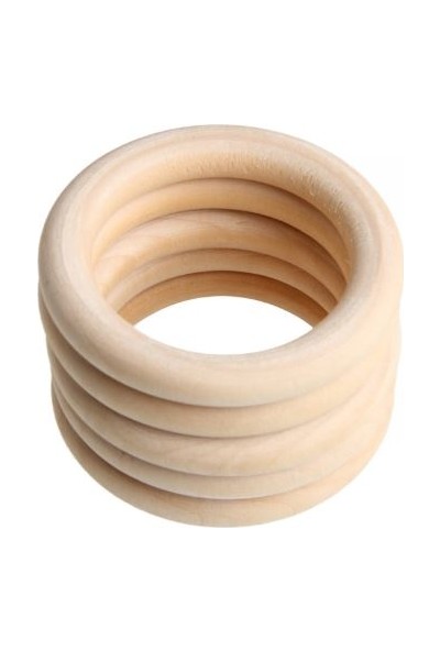 Özene Bezene 5 Adet 70 Mm Ahşap Amigurumi Çıngırak Halkası (Diş Kaşıyıcı)