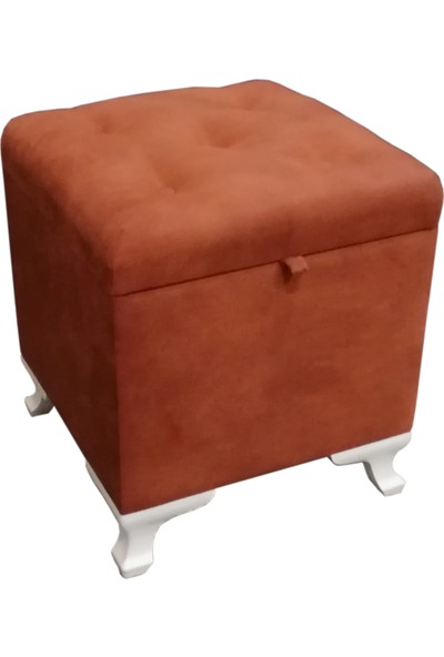 Ertok Sandıklı Puf Koltuk Kumaş Düğmeli Turuncu