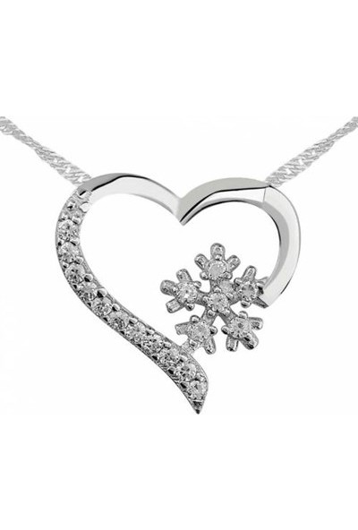 Nereze Doğum Günü Hediyesi Kalp Kar Tanesi Kolye Gümüş Kolye