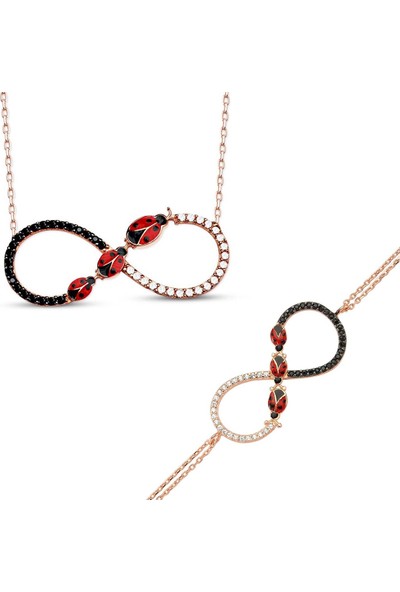 Nereze Uğur Böceği Kolye ve Bileklik Gümüş Kolye Gümüş Bileklik Set