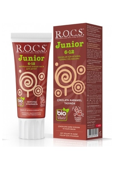 ROCS Junior 6-12 Yaş Diş Macunu - Çikolata ve Karamel Tadında 60 ml ROCS Junior 6-12 Yaş Diş Macunu - Çikolata ve Karamel Tadında 60 ml