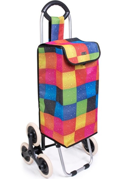 Homex 3 Tekerlekli Merdiven Çıkabilen Pazar Arabası Renkli