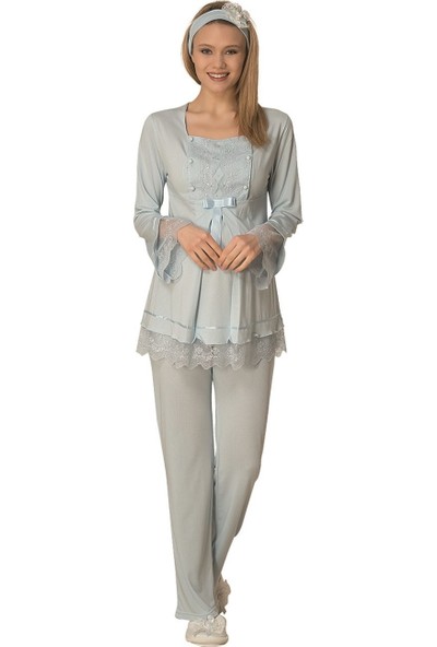 Şık Mecit Robası Taşlı Lohusa Pijama Takımı