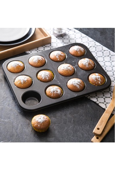 Nehir Mutfak Teflon 12'lı Muffin Kalıbı,Kek Kalıbı, Nehir Mutfak Teflon 12'lı Muffin Kalıbı,Kek Kalıbı,