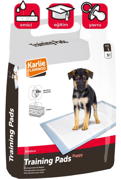 Karlie Yavru Köpek Çiş Pedi L 90X60 Cm 5Li Karlie Yavru Köpek Çiş Pedi L 90X60 Cm 5Li