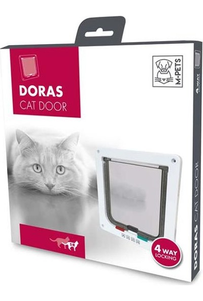 M-Pets Kedi Kapısı 4 Yönlü Kilitli Beyaz