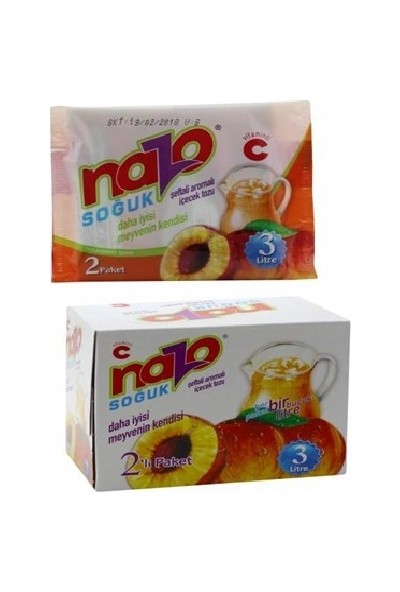 Nazo Toz İçecek Şeftali 9 gr 2'Li 12 Paket 3 lt