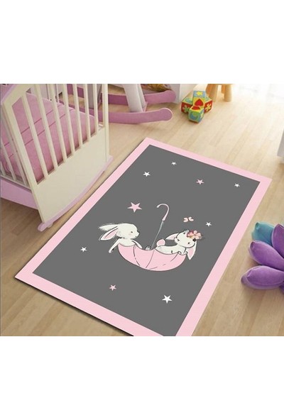 Karnaval Keyifli Tavşanlar Çocuk Odası Halısı