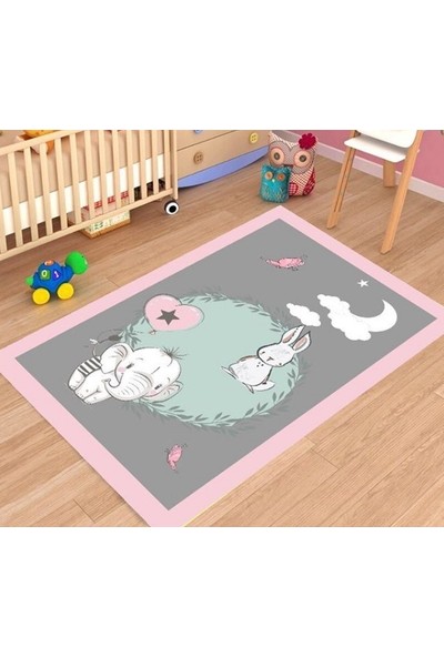 Karnaval Romantik Fil ve TavşanÇocuk Odası Halısı