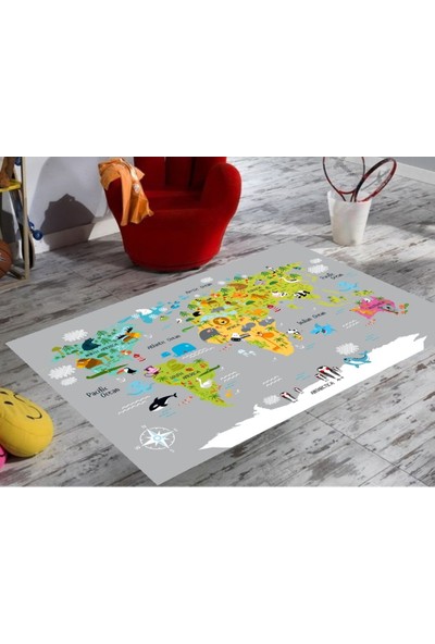 Karnaval Kıtalar Çocuk Odası Halısı