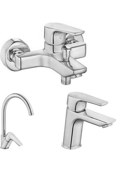 Eca Niobe 3'Lü Batarya Seti(Banyo 482+Lavabo 053+Eviye 098) Eca Niobe 3'Lü Batarya Seti(Banyo 482+Lavabo 053+Eviye 098)