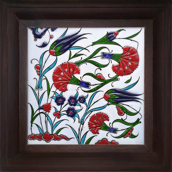 Armada Çini 20x20 Cm ED 314 Çift Lale Karanfil İznik Fiyatı