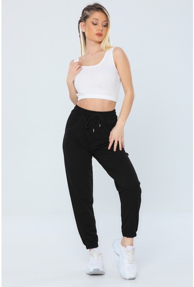 Julude Siyah Kadın Lıkralı Iki Iplik Bel Paça Lastikli Eşofman Pantolon P-034951 Julude Siyah Kadın Lıkralı Iki Iplik Bel Paça Lastikli Eşofman Pantolon P-034951